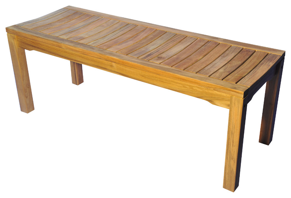 Teak Backless Bench Rosemont, 48" - Transitional - Outdoor Benches - by ...