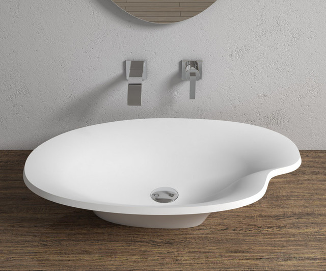 Polystone Pond Vessel Bathroom Sink, Matte White, No Faucet ...