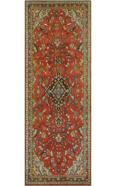 Fine Vintage Distressed Diamond Rust/Charcoal Runner, 3'8x10'6 ...