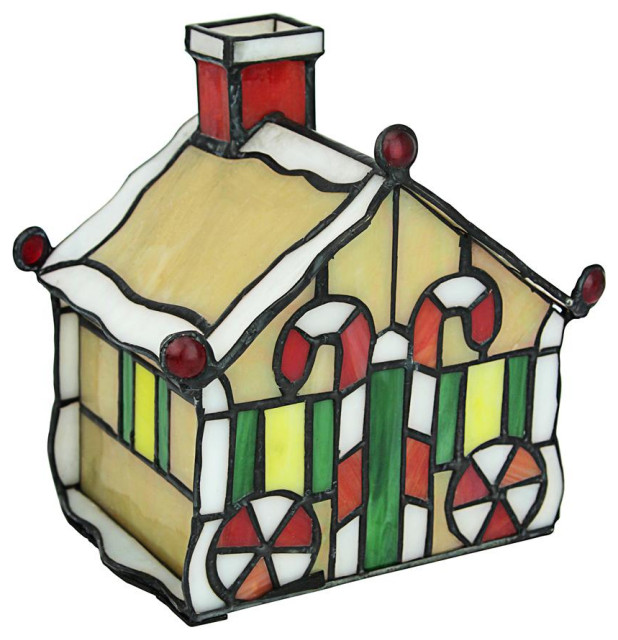 Christmas Gingerbread House Stained Glass Lamp Illuminated Sculpture ...