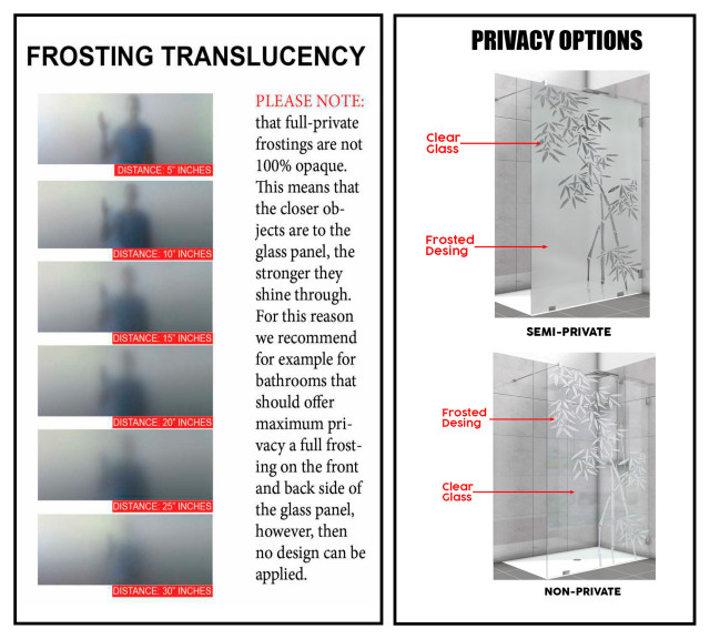 Frameless Fixed Shower Glass Panel with Frosted Design, 47" X 75" - Beach Style - Shower Doors ...