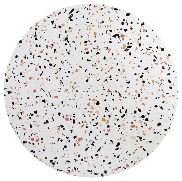 Zinque 40" Round Terrazzo Dining Table, Gold White - Contemporary ...
