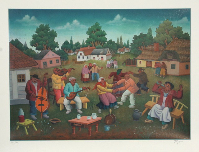 Ivan Generalic "Village Dance" Serigraph - Contemporary - Fine Art ...