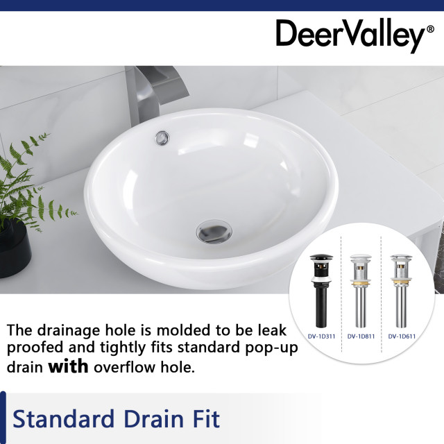 White Ceramic Circular Bathroom Vessel Bathroom Above Counter Sink With ...