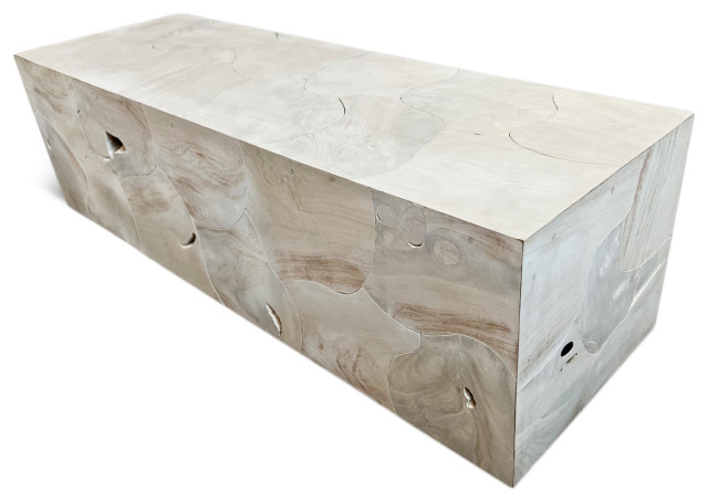 Salvaged Washed Teak Root Bench Table - Rustic - Accent And Storage ...