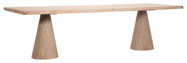 Hayes 108" Rectangular Reclaimed Pine Double Cone Trestle Base Dining ...