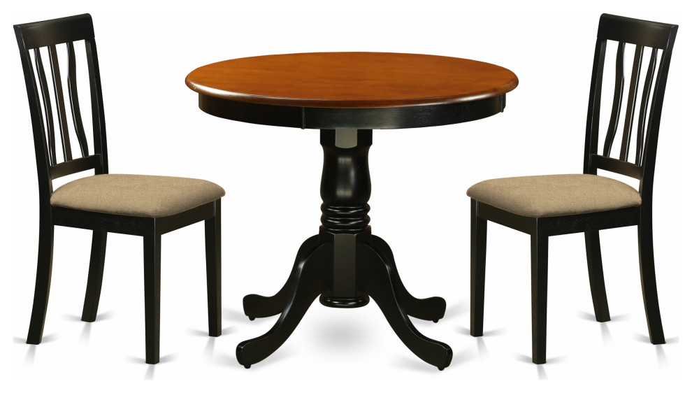3 Pc Kitchen Table Set -Round Kitchen Table Plus 2 Dining Chairs ...