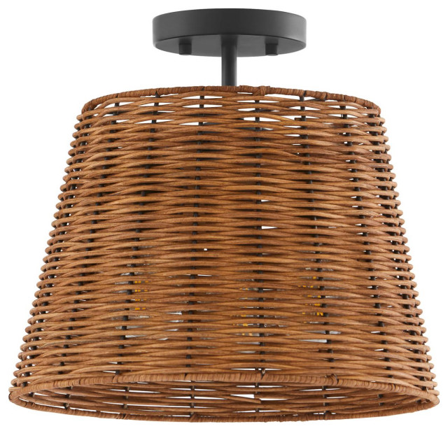 Wicker 3 Light Semi-Flush Mount, Matte Black - Tropical - Flush-mount Ceiling Lighting - by ...