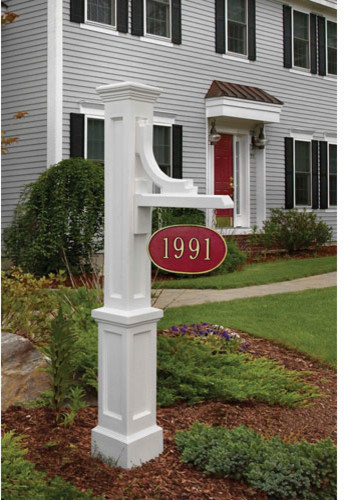 Woodhaven White Address Sign Post - Modern - House Numbers