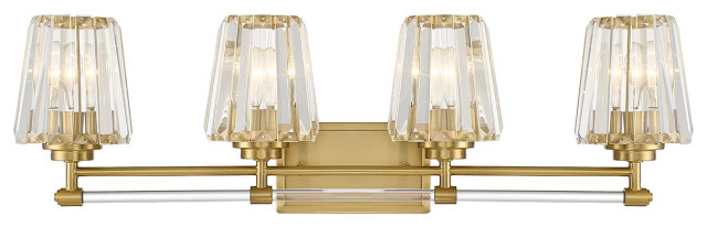 Garnet 4-Light Bathroom Vanity, Warm Brass - Transitional - Bathroom ...