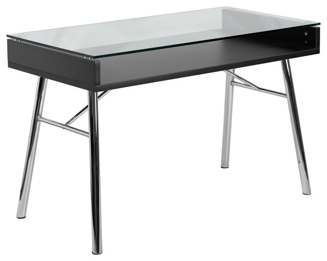 Glass Computer Desk, Flannery, Small - Contemporary - Desks And Hutches ...