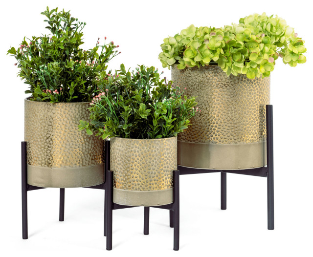 Ambre Metal Table Top Planters S3 - Contemporary - Indoor Pots And ...