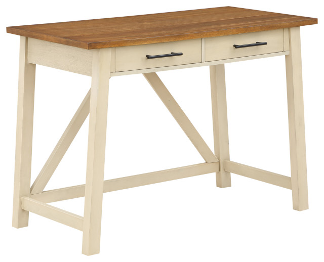 Milford Rustic Writing Desk With Drawers - Transitional - Desks And ...