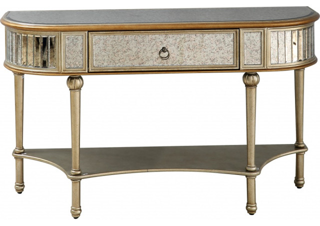 Antiqued Gold Demilune Console Table - Traditional - Console Tables ...