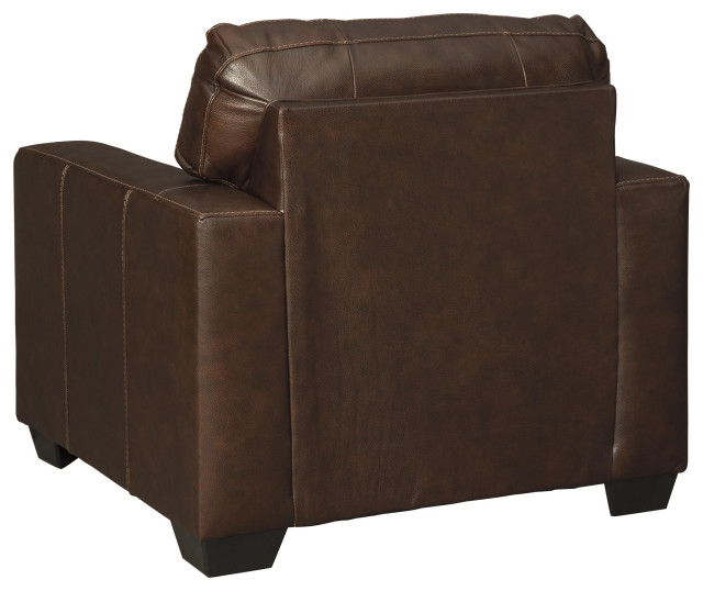 Benzara BM206991 Old School Leather Box Shaped Chair/Stitch Details ...