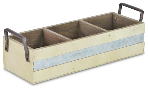 Reid Wooden 3 Slot Storage Caddy - Rustic White - Farmhouse - Storage ...