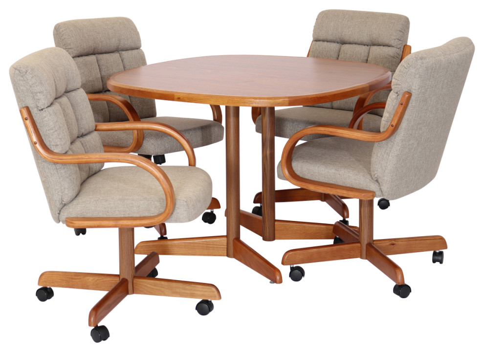 5-Piece 42x42 Caster Dining Set Laminate Table Top & Toast Caster ...