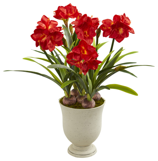 Nearly Natural 3 Staghorn, Succulent and Cyperus Plant in White Planter ...
