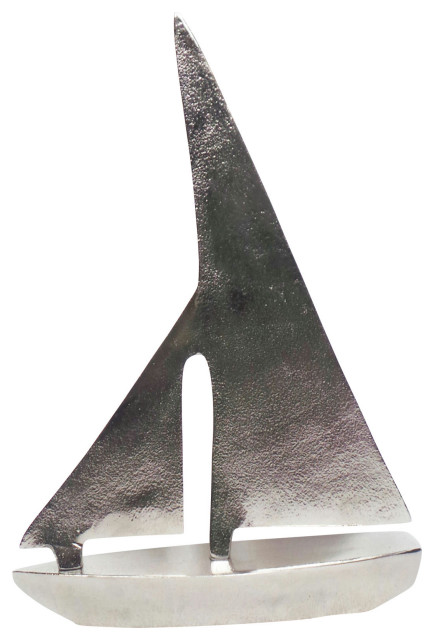 Metal 15"h Sailboat, Silver - Beach Style - Decorative Objects And ...