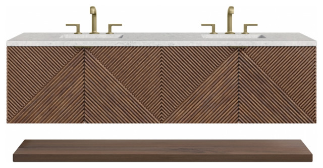 72" Chestnut Floating Double Bathroom Vanity Silestone Quartz, James ...