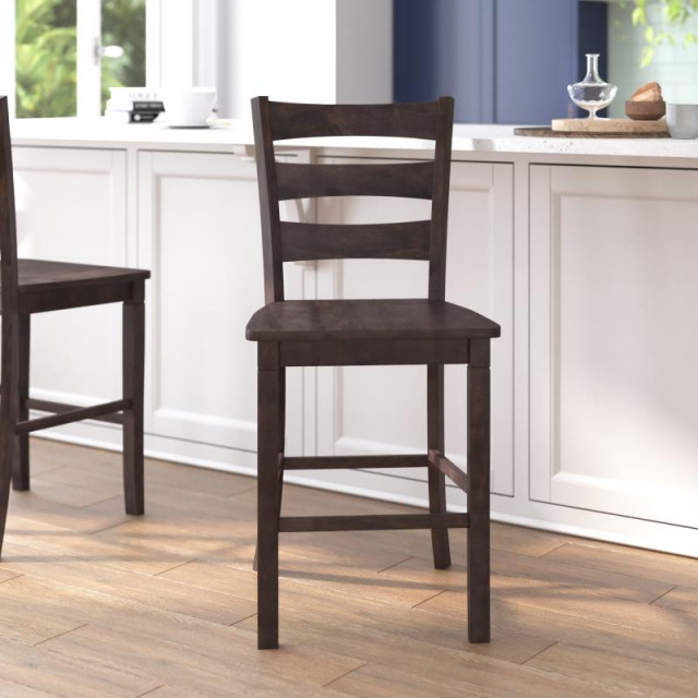 Set of 2 24" High Ladderback Counter Height Barstool - Transitional ...