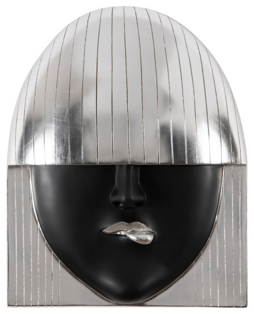 Fashion Faces Wall Art, Large, Pout, Black and Silver Leaf, 23x6x30"h ...