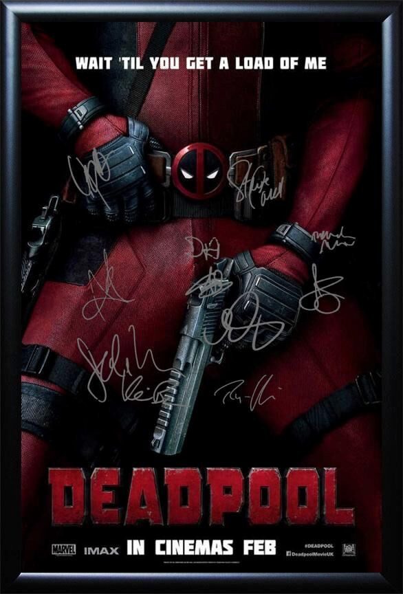 Deadpool Signed Movie Poster, Custom Frame - Contemporary - Prints And ...
