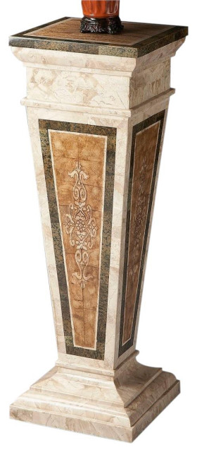 Square Pedestal With Inlaid Fossil Stone - Traditional - Plant Stands ...