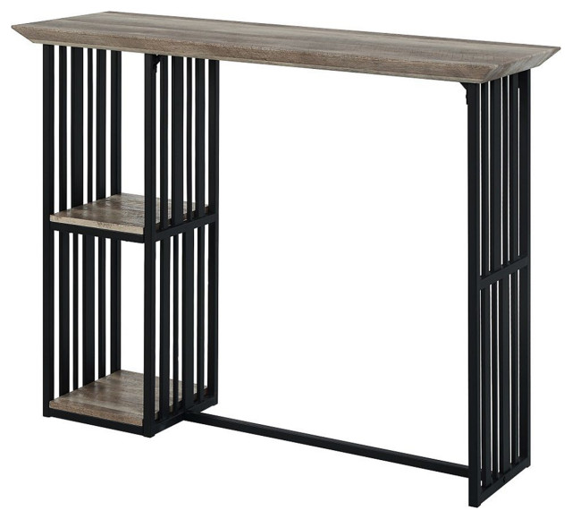 Rectangle Counter Height Table With Shelf, Antique Oak and Black ...