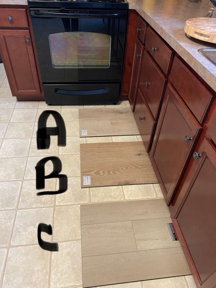 LVP with cherry cabinets