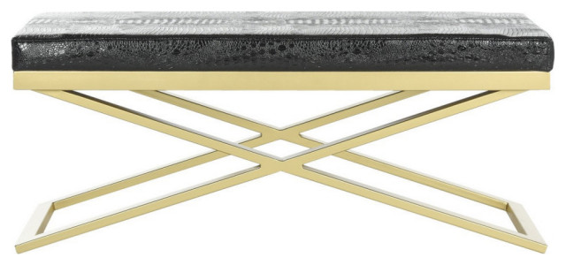 Russe Bench, Black/Crocodile - Contemporary - Upholstered Benches - by ...