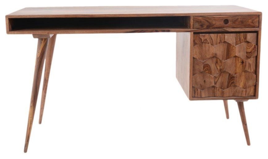 Orianne Mid Century Sheesham Wood Desk - Midcentury - Desks And Hutches ...