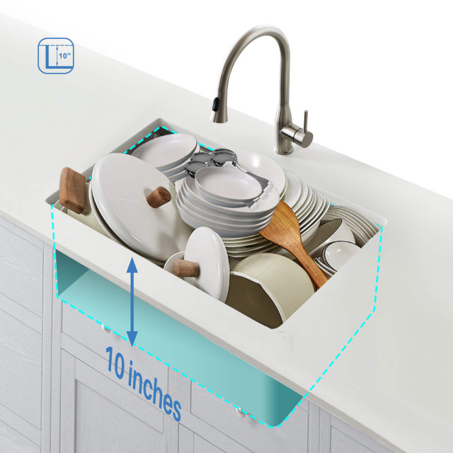 33" T-316 Stainless Steel Single Bowl Workstation Undermount Kitchen ...