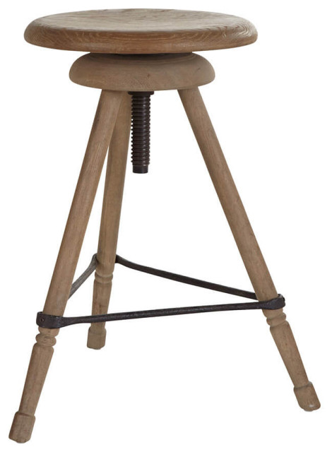 Adjustable Natural Oak Tripod Stool - Short - Industrial - Bar Stools ...