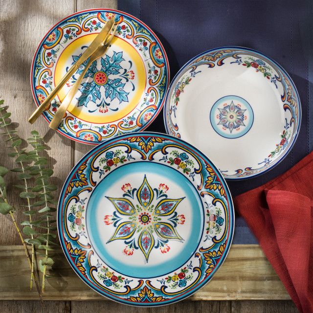 Zanzibar Stoneware Dinner Plates, Set of 4 - Traditional - Dinner ...