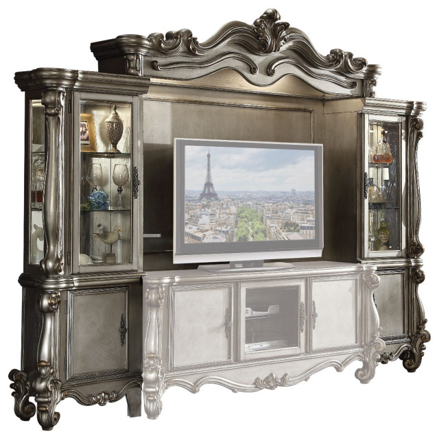 Acme Versailles Entertainment Center Antique Platinum - Victorian ...