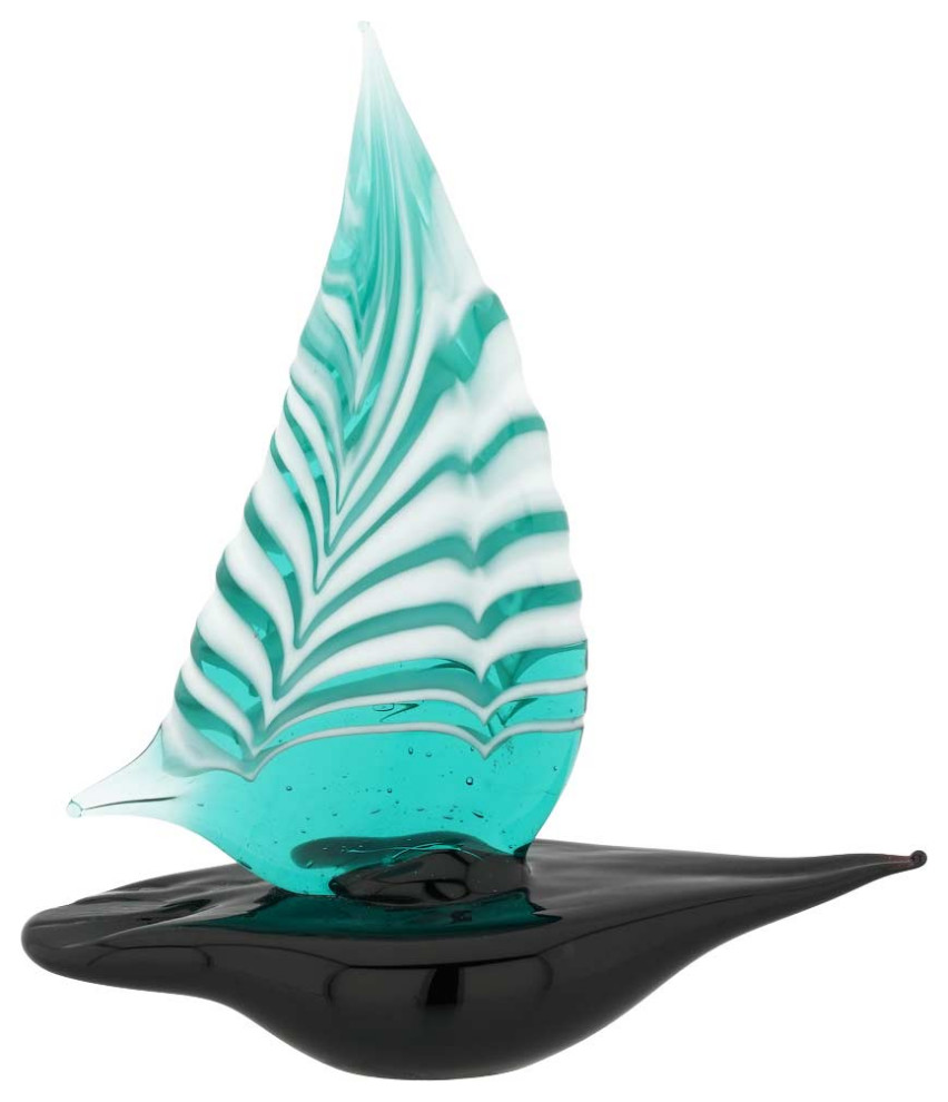 GlassOfVenice Murano Glass Small Sailboat - Ocean Green - Beach Style ...