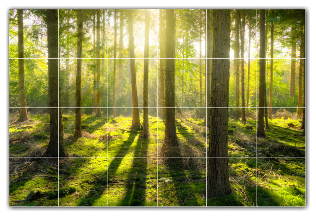Trees Ceramic Tile Wall Mural HZ501039, 72" Wide x 48" High ...
