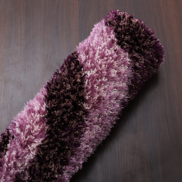 Hand Tufted Shag Polyester Area Rug Floral Purple, [Rectangle] 5'x8 ...