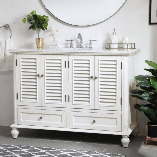 Elegant Decor Rhodes 19" Single Marble Top Bathroom Vanity in Antique ...