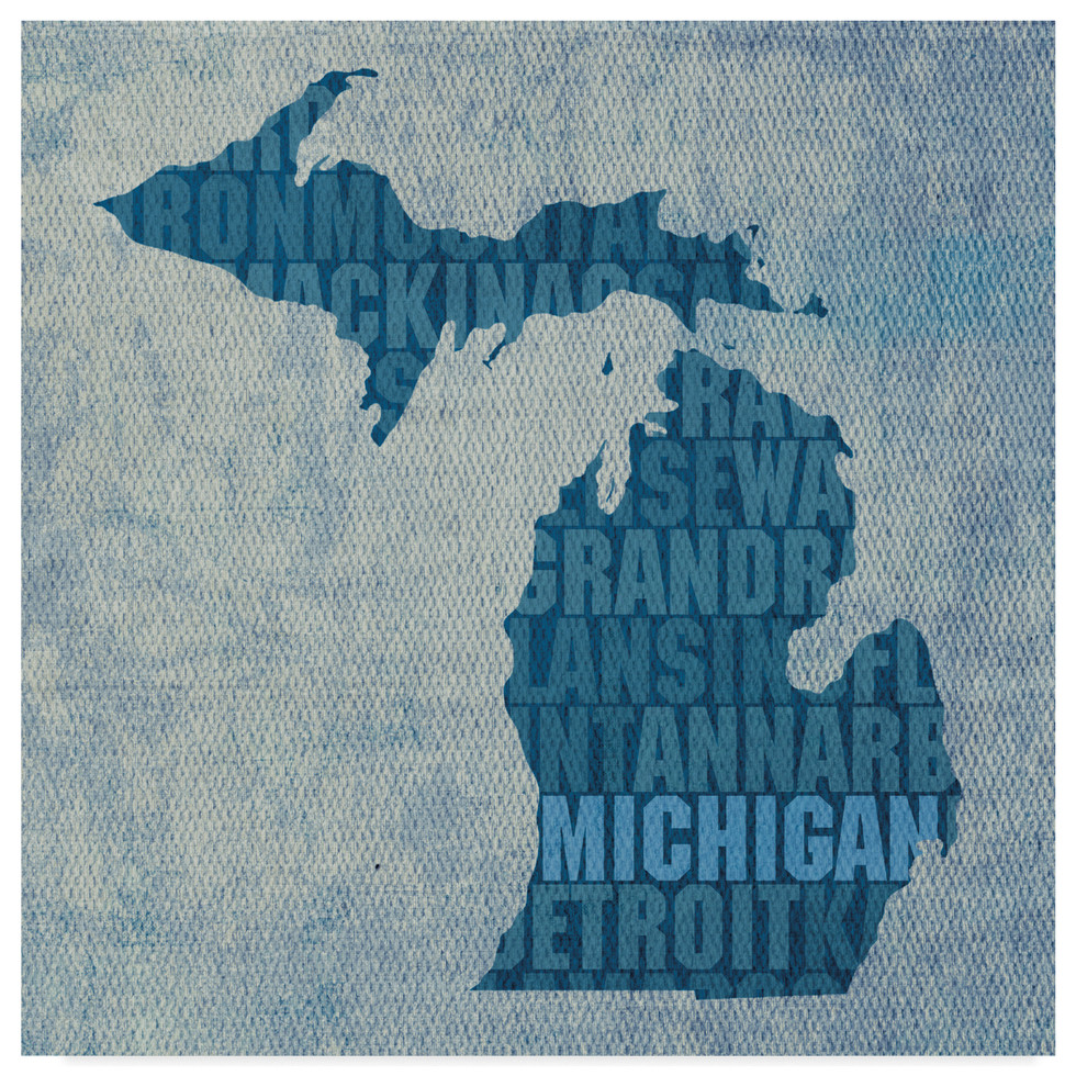 Red Atlas Designs 'Michigan State Words' Canvas Art, 14"x14", 14"x14 ...