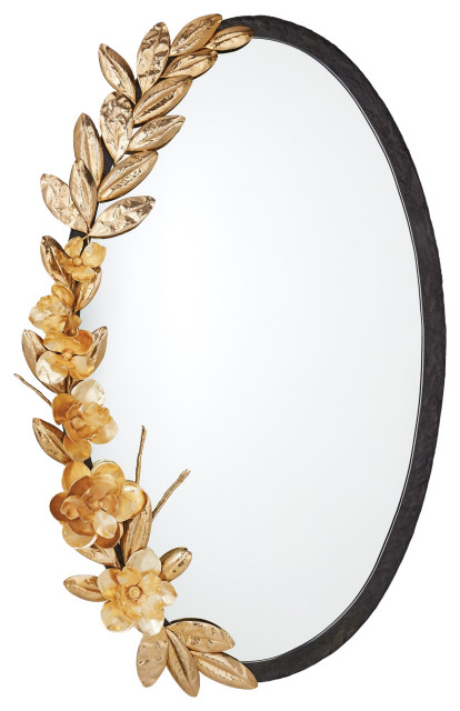 Magnolia Branch Mirror, Antique Brass/Gold, 41"W x 66"H x 7"D ...