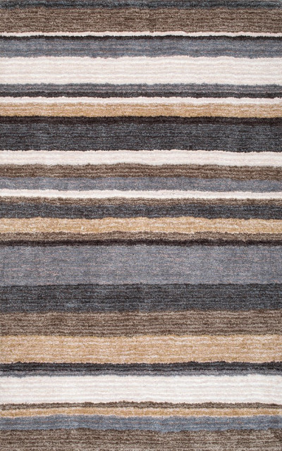 Hand-Tufted Striped Shaggy Plush Shag Rug, 6'x9' - Contemporary - Area ...