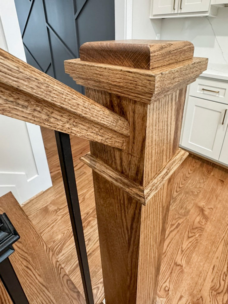 117_Distinct Oak Staircase with Iron Balusters & Oak Rail Profile ...