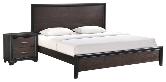 Madison 2 Piece King Walnut Bedroom Set in Walnut - Transitional ...