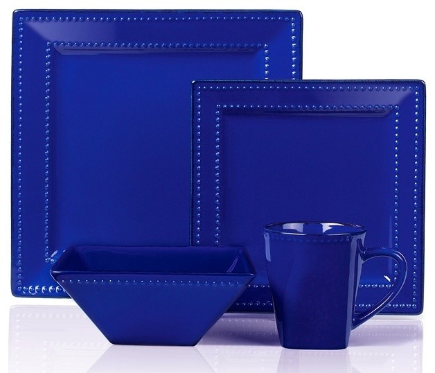 16 Piece Square Beaded Stoneware Dinnerware set by Lorren Home Trends ...