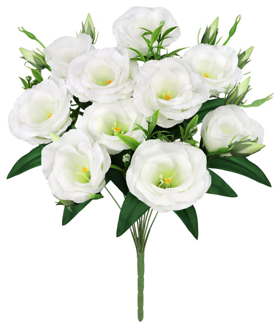 Set of 2 White Artificial Lisianthus Prairie Flower Stem Bush Bouquet ...