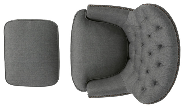 GDF Studio Teton Gray Fabric Club Chair and Ottoman - Transitional ...