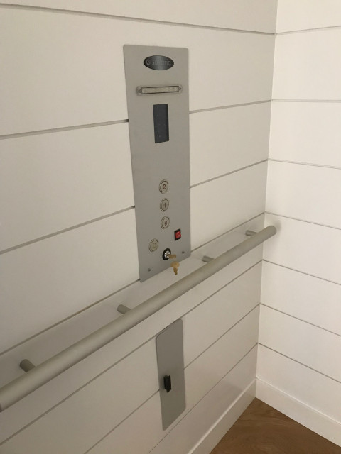Farmhouse Style Home Elevator with Custom Shiplap Interior - Coastal ...