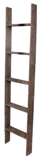 5 Step Rustic Wood Ladder Shelf - Rustic - Display And Wall Shelves ...